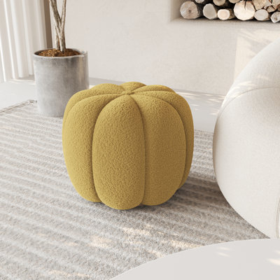 Yellow velvet pouf store